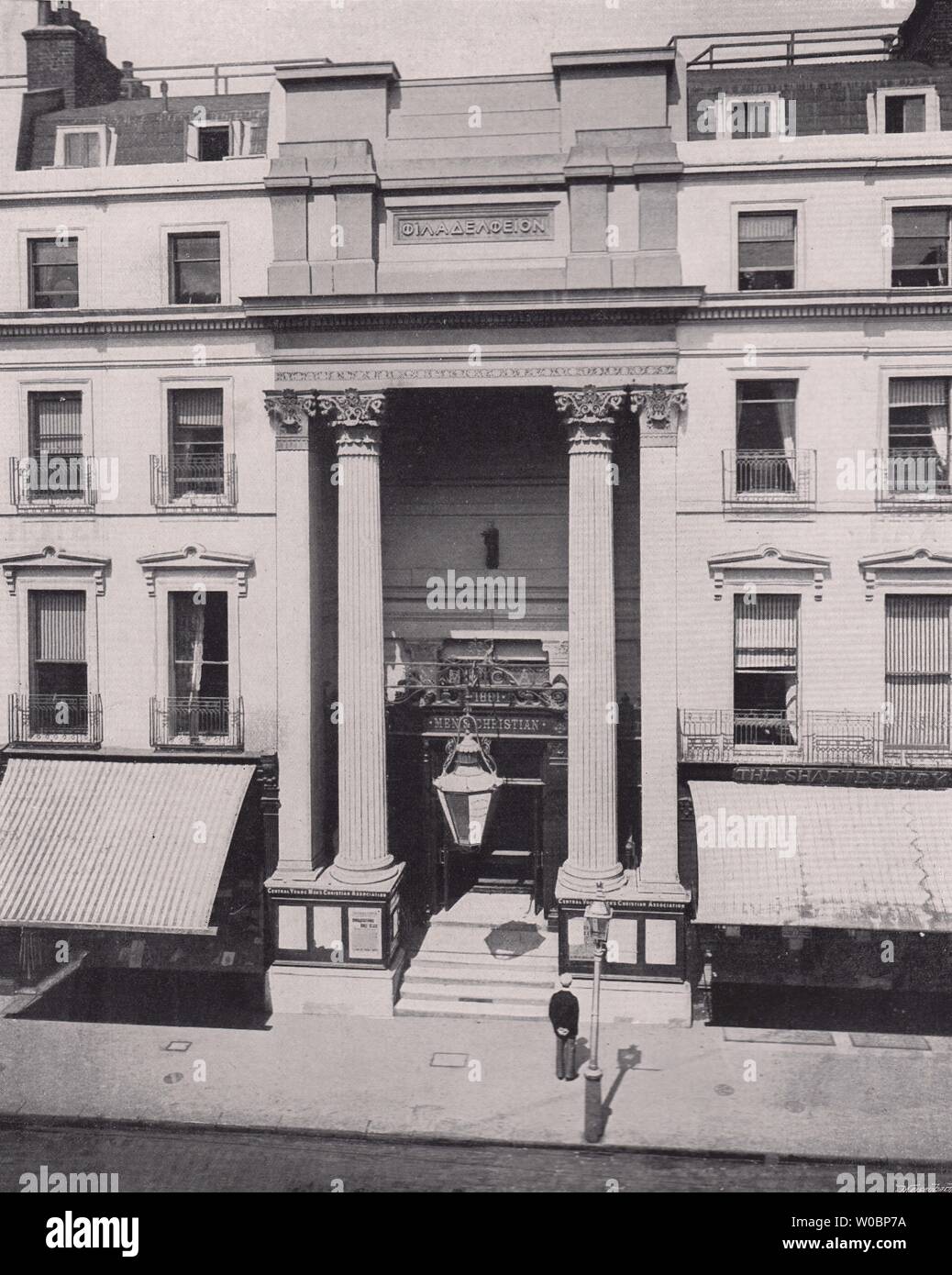 Exeter hall - The Strand front. London 1896 old antique vintage print ...