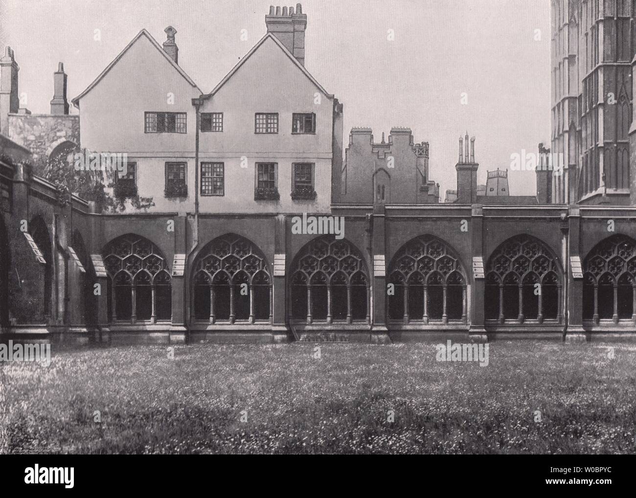 Westminster Abbey - The Deanery, from cloister court. London 1896 old ...