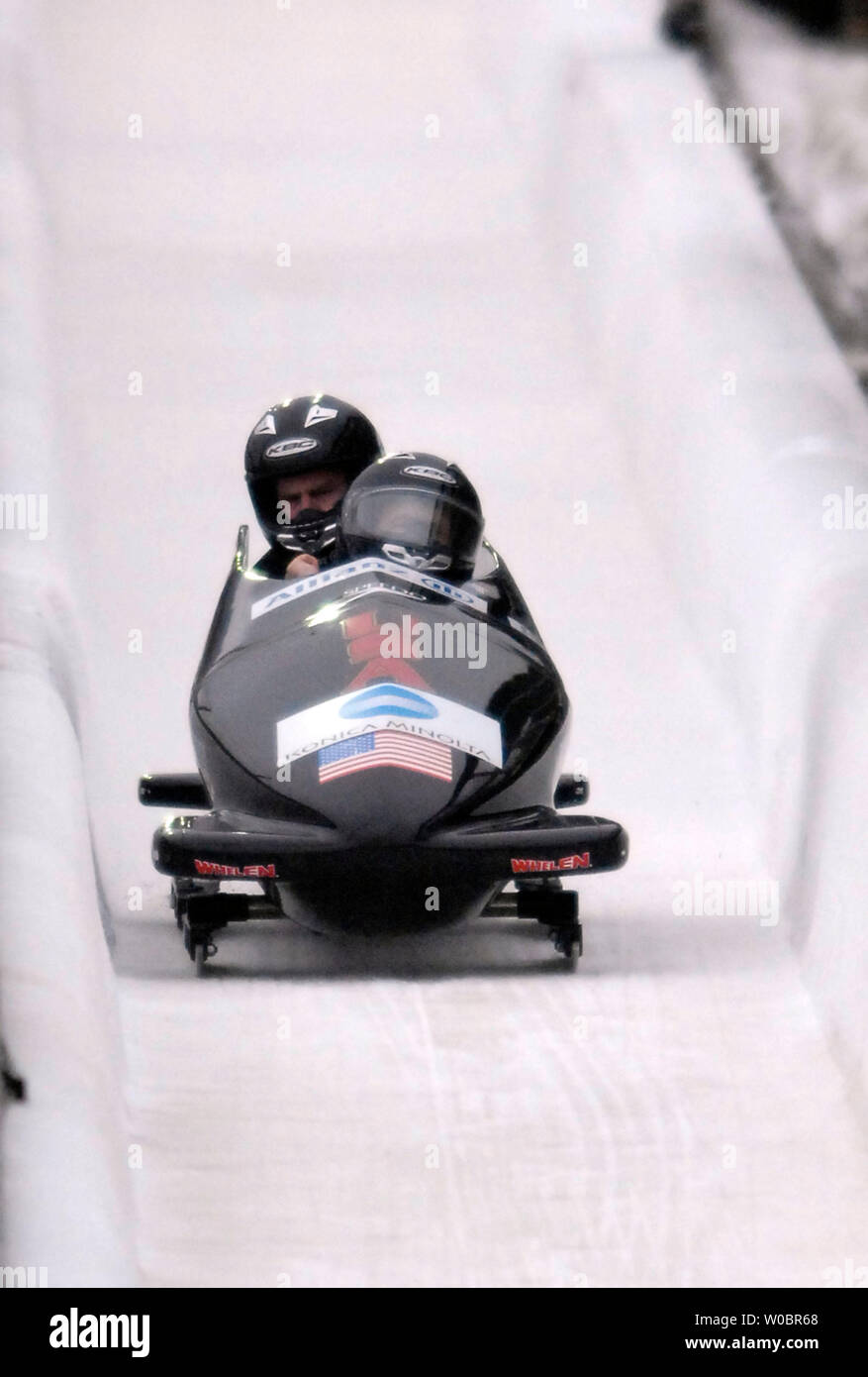 The United States two-man bobsled, driven by Stephan Bosch with Tim O ...