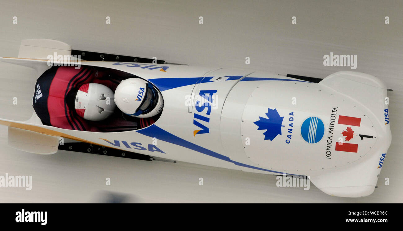 The Canadian two-man bobsled, driven by Pierre Lueders with Lascelles ...