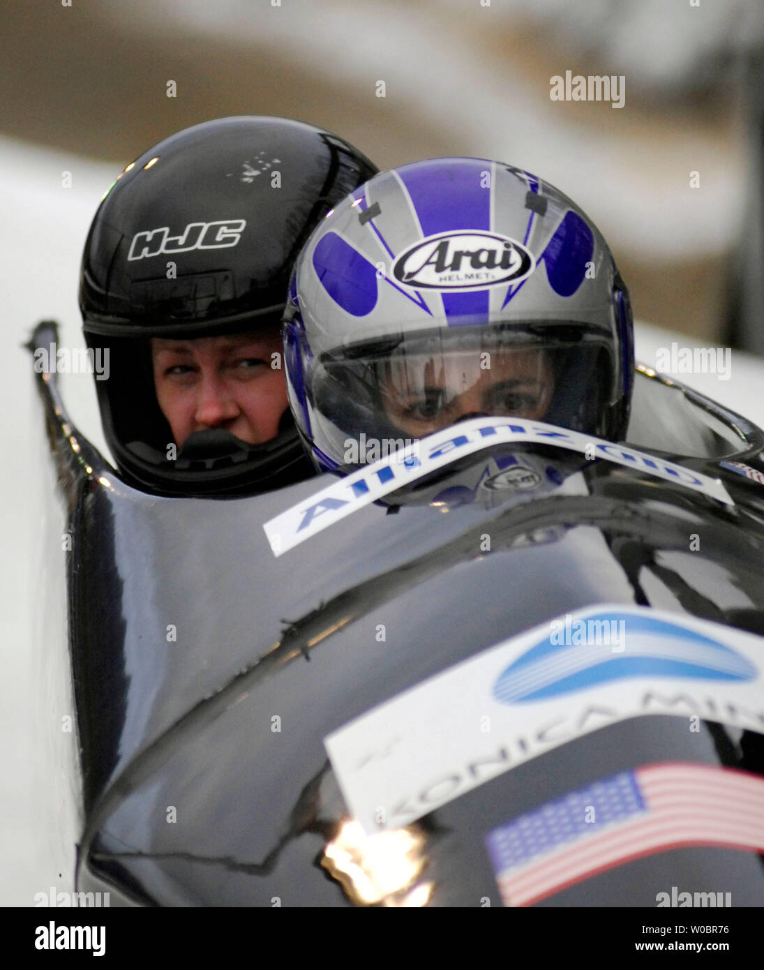 The United States bobsled, driven by Sara Sprung with Ingrid Marcum on ...
