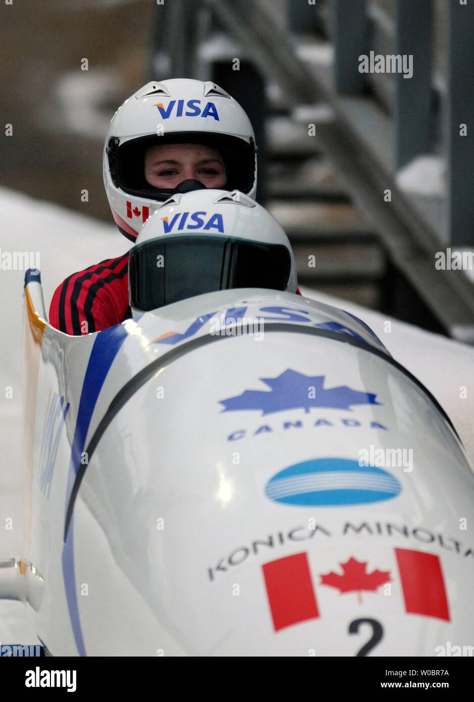 The Canadian bobsled, driven by Helen Upperton with Jaime Cruickshank ...