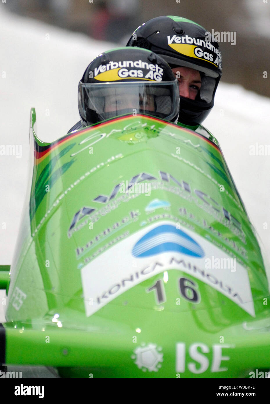 The German bobsled, driven by Cathleen Martini with Janine Tischer on ...