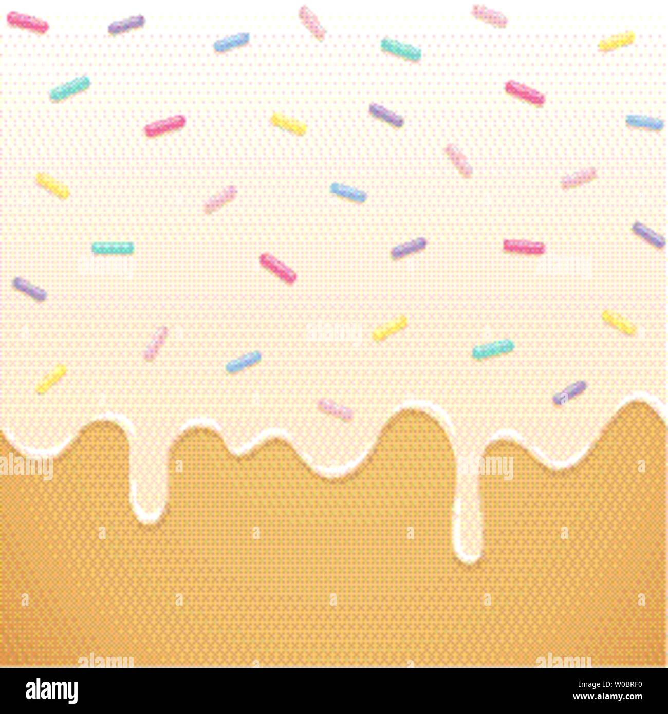 sweet melting icing cream with colorful sprinkles vector illustration ...