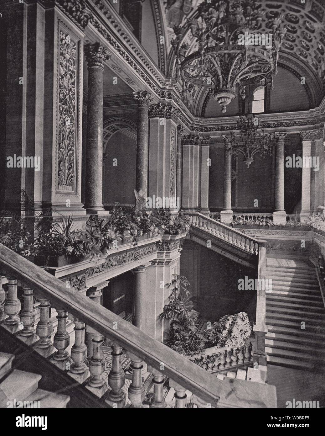 The Foreign office - the staircase. London 1896 old antique print ...