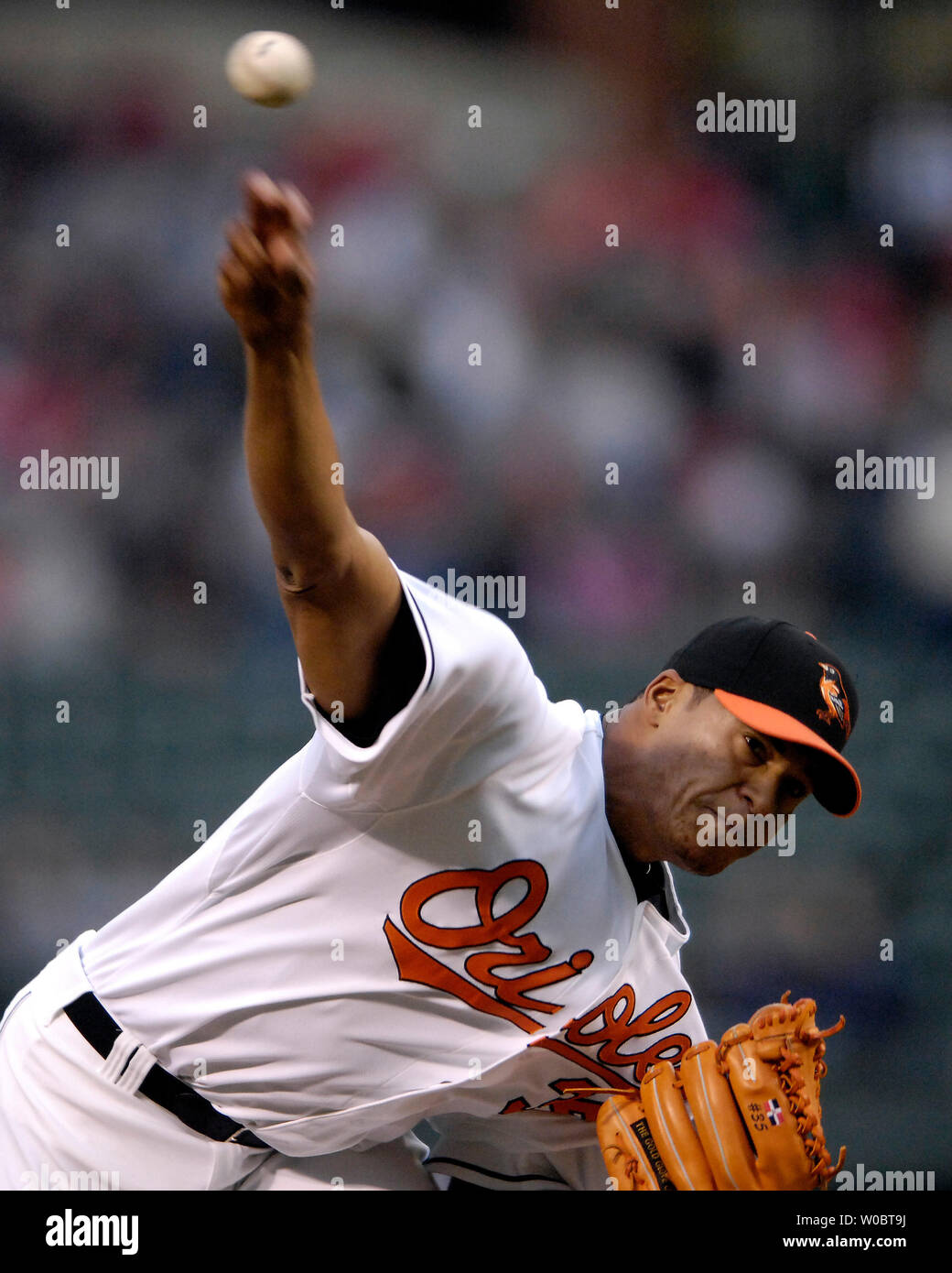 Baltimore Orioles pitcher Daniel Cabrera pitches in the first inning ...