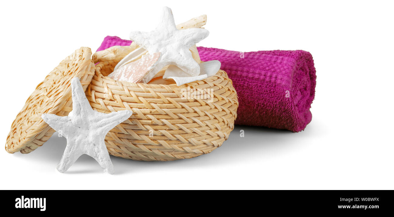 Spa bath shower items isolated on white background Stock Photo - Alamy