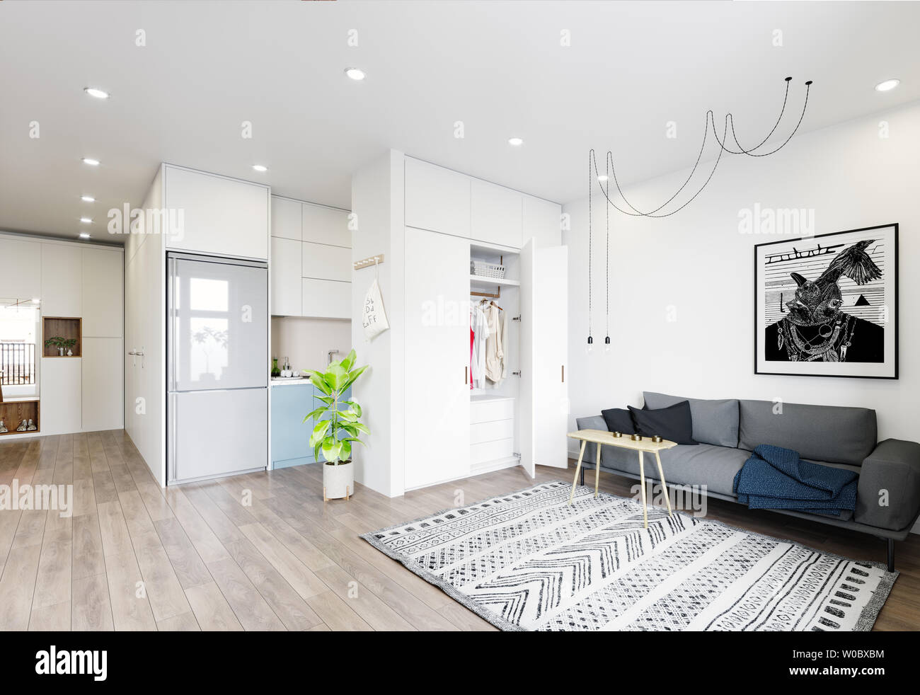 modern living interior design. 3d rendering concept Stock Photo - Alamy