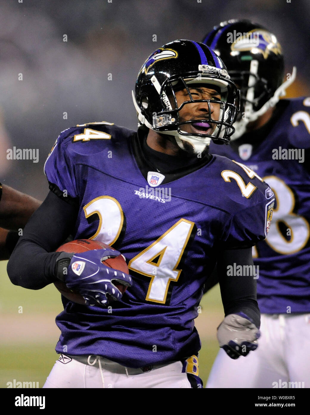 Baltimore Ravens cornerback David Pittman (24) celebrates his second ...