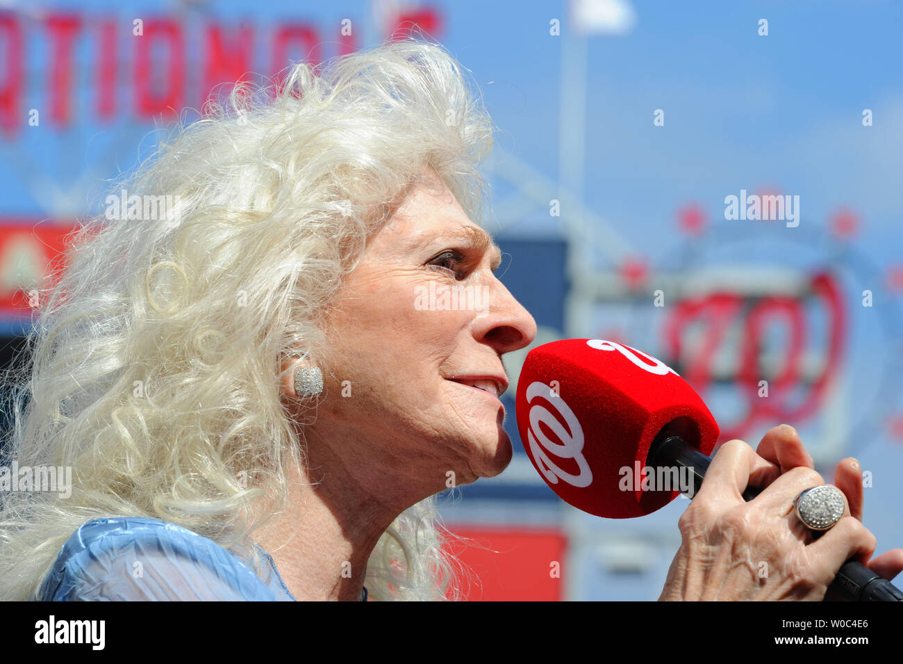 Singer Judy Collins sings the National Anthem at Nationals Park in ...