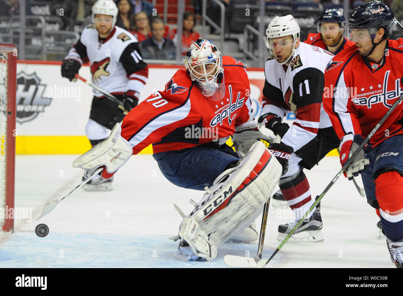 Washington Capitals goalie Braden Holtby (70) makes a save on shot by ...