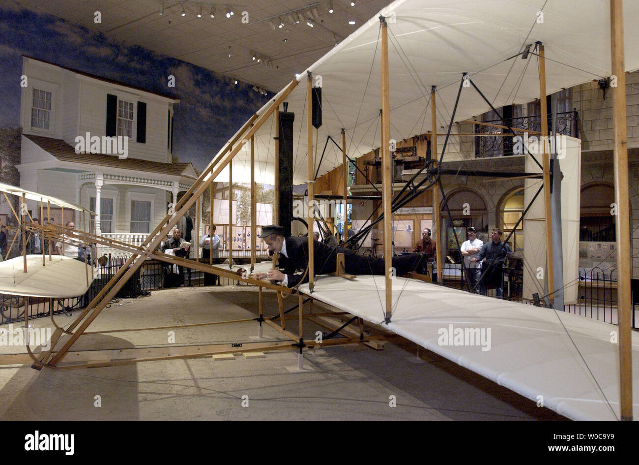 The original 1903 "Wright Flyer" is displayed for the first time at eye ...