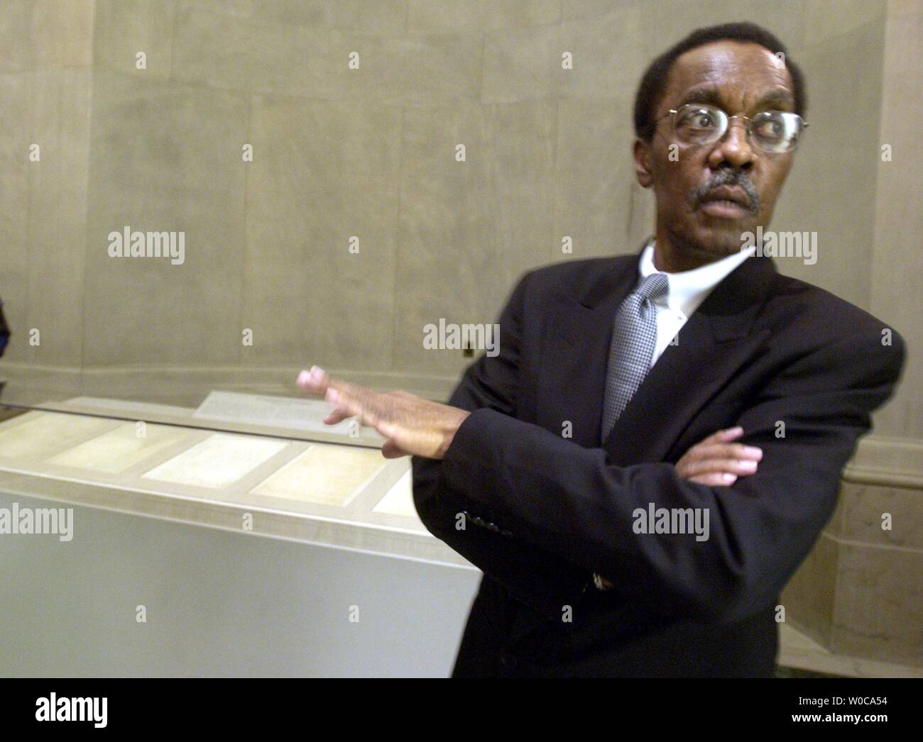 Dr. Walter Hill answers questions in front of the original Emancipation ...