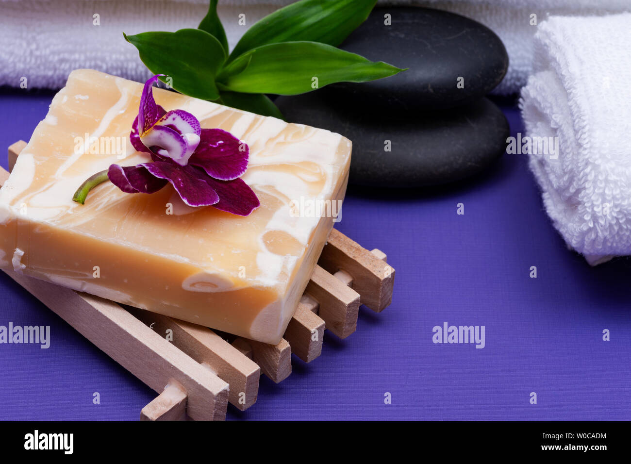 Spa Wellness Concept. Natural Loofah Sponge, Almond Goat's milk Soap ...