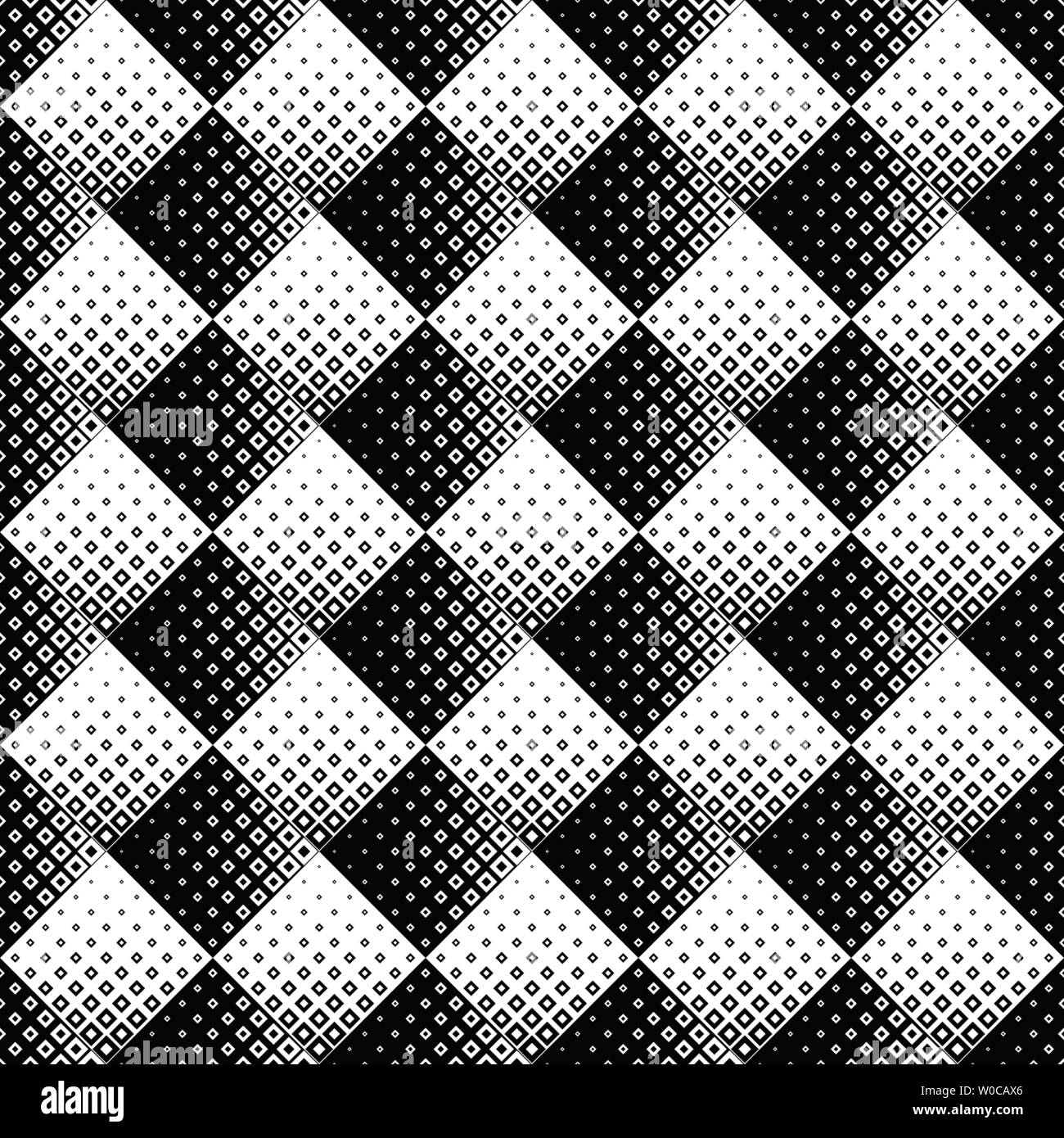 Seamless geometrical square pattern background - abstract black and white vector graphic design ...