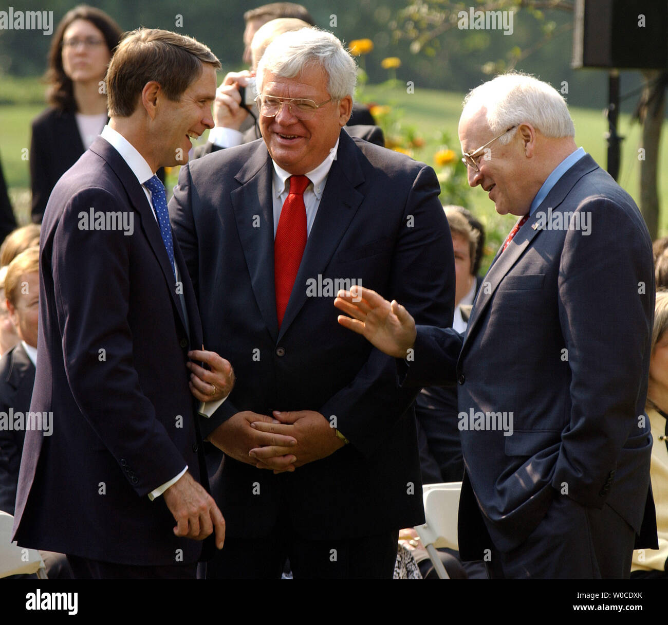 Senate Majority Leader Bill Frist, House Speaker Dennis Hastert and ...