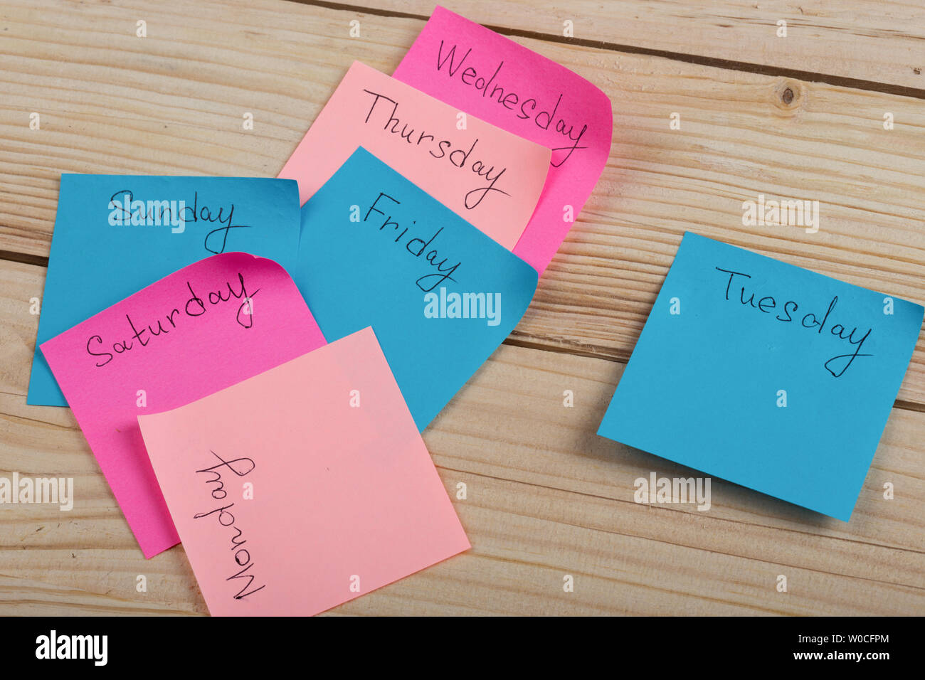 The days of the week - the paper stickers attached to the board is ...
