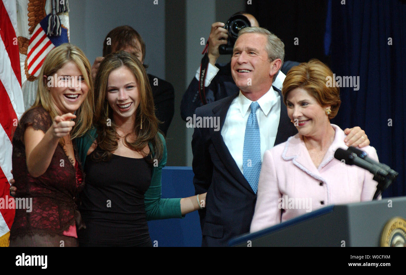 President George W. Bush, his wife First Lady Laura Bush and his ...