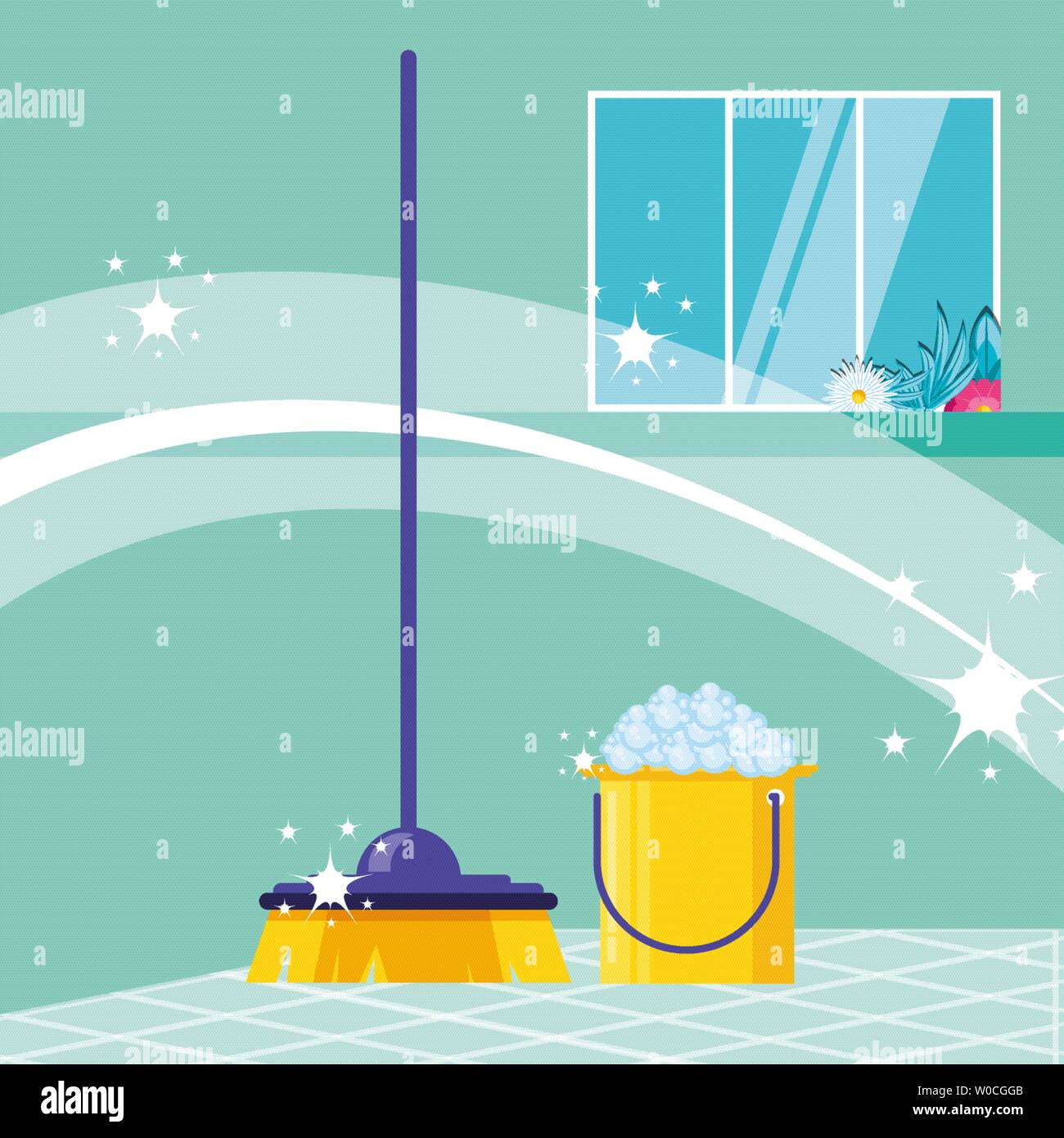 housekeeping tools with set icons vector illustration design Stock ...