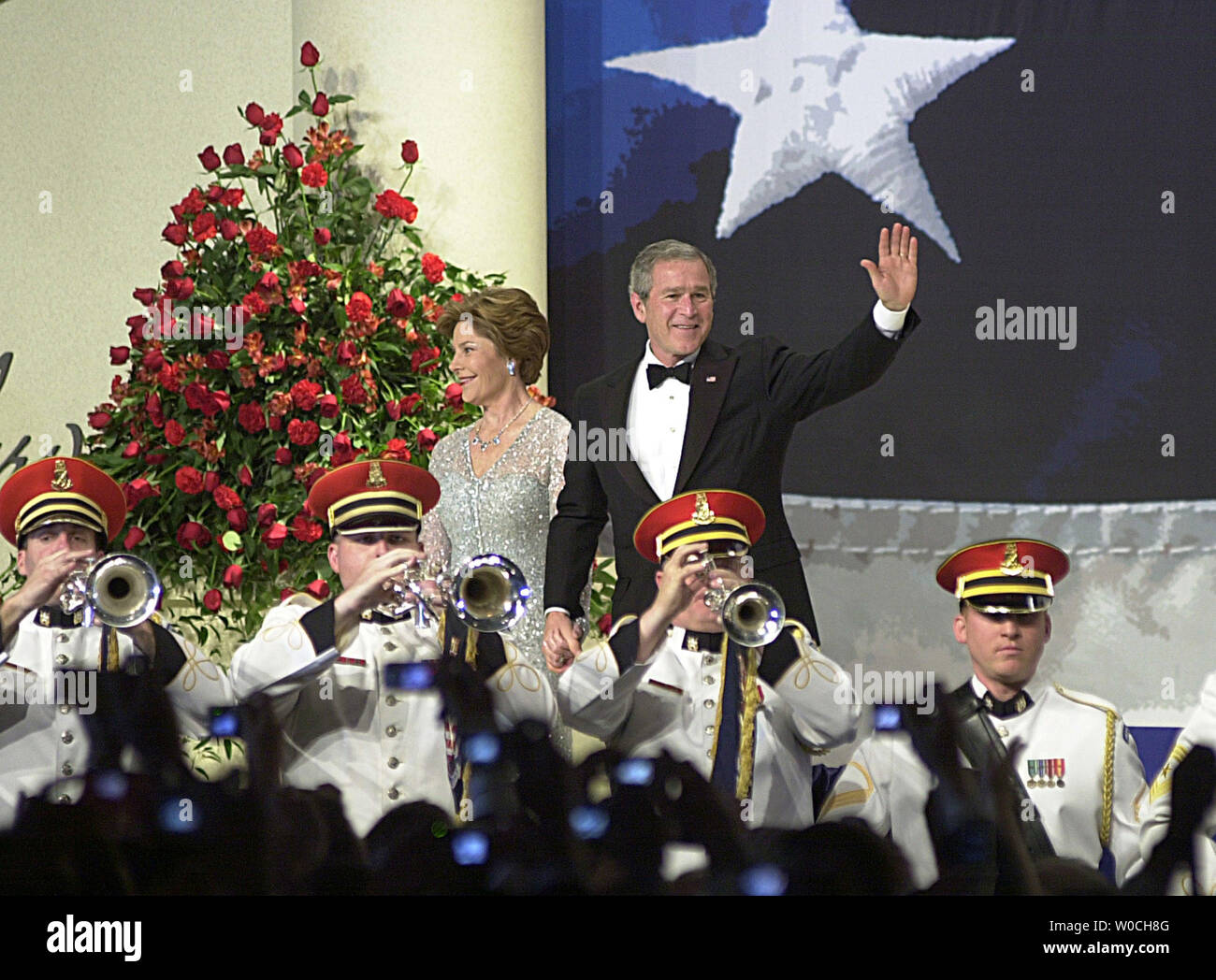 President George W. Bush and the First Lady Laura Bush attend the Texas ...