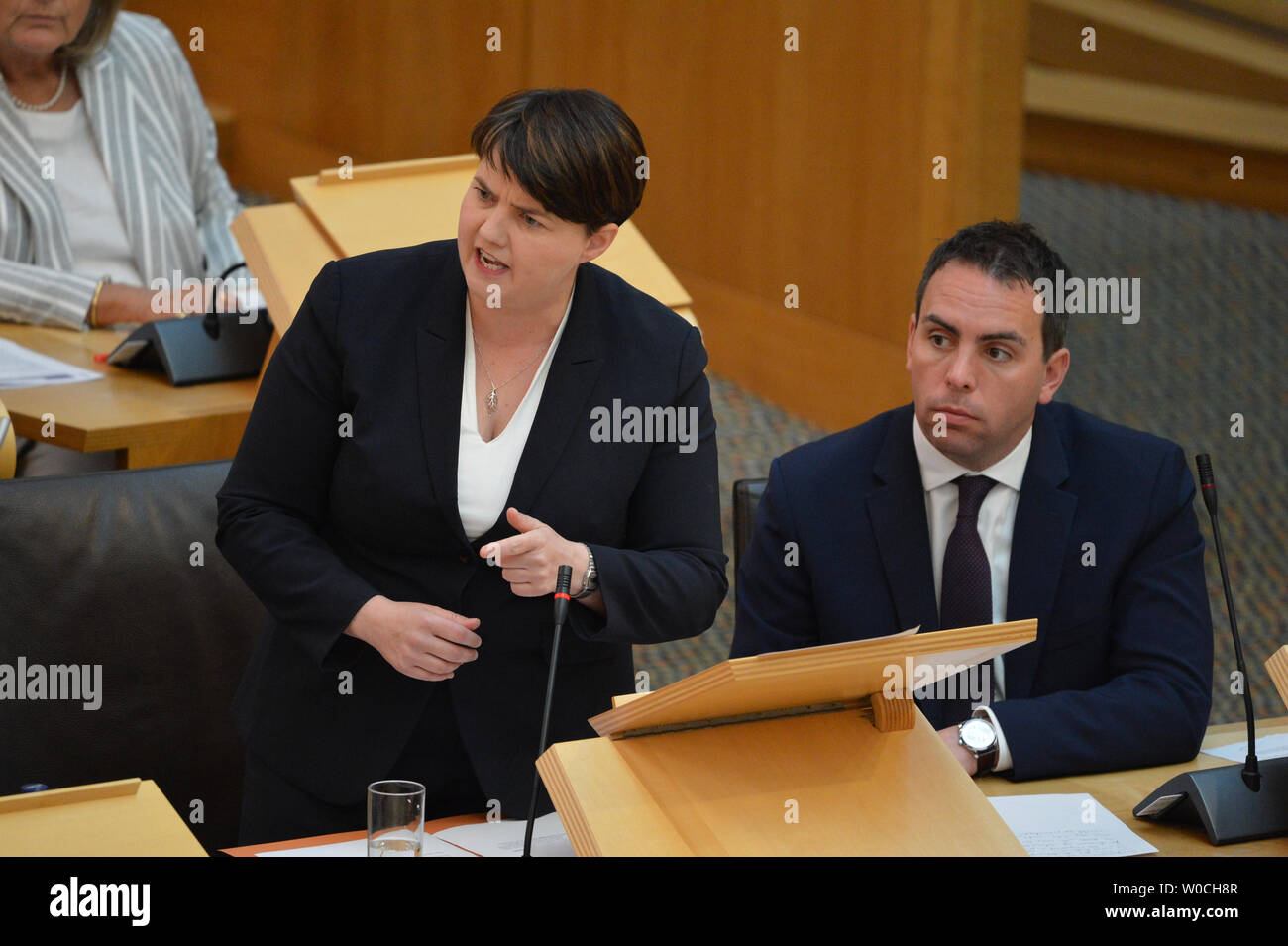 Edinburgh, UK. 27 June 2019. PICTURED: Ruth Davidson (left) and Maurice ...
