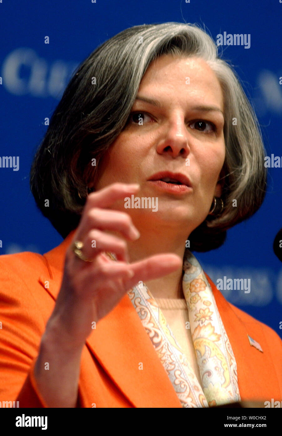 Director of the CDC, Julie Gerberding, speaks to those gathered at the ...