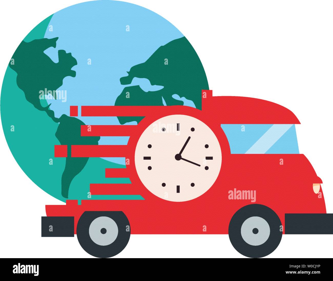 fast delivery world truck transport clock vector illustration Stock ...