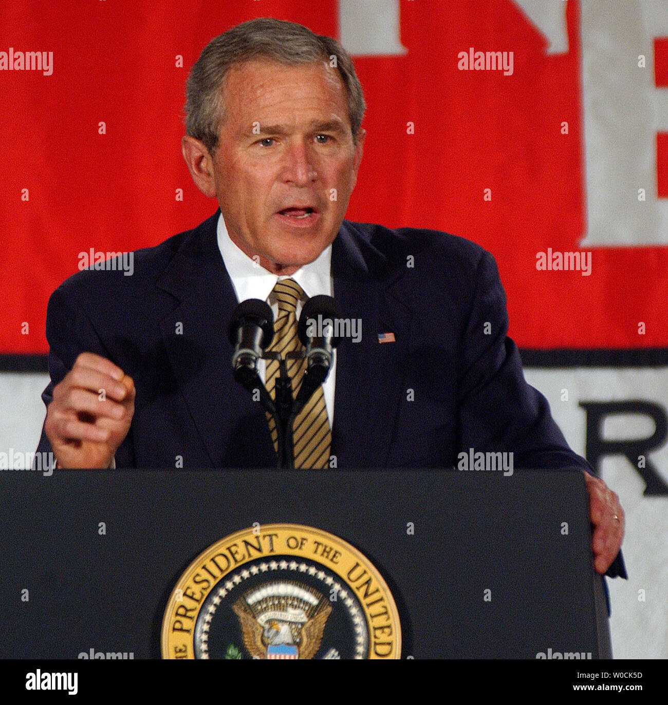 U.S. President George W. Bush speaks to the American Society of ...