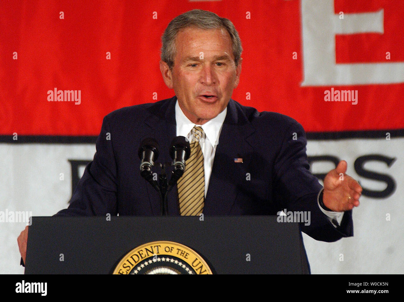 U.S. President George W. Bush speaks to the American Society of ...