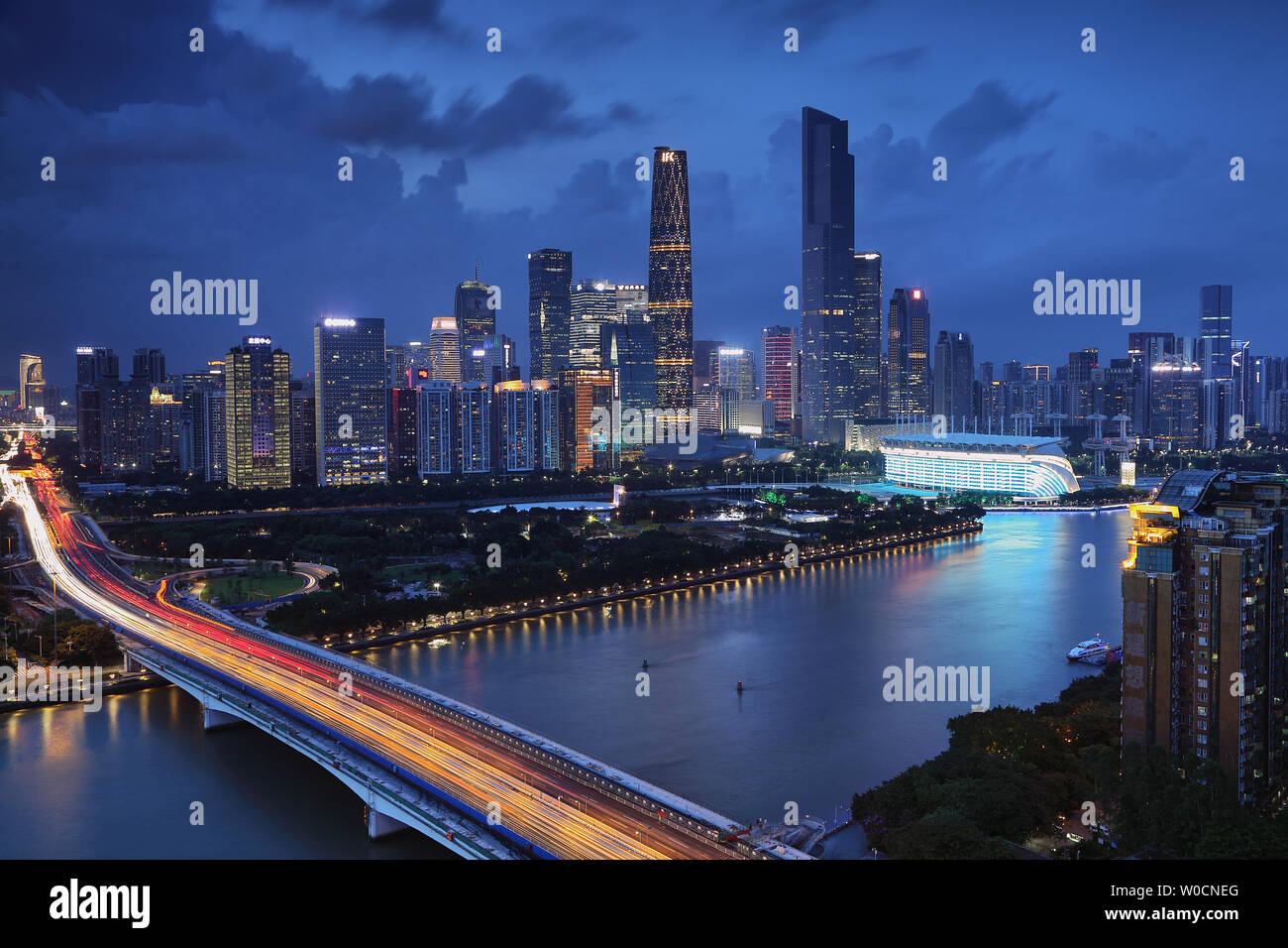 Guangzhou Pearl River New City Scenery Night Scenery Stock Photo - Alamy