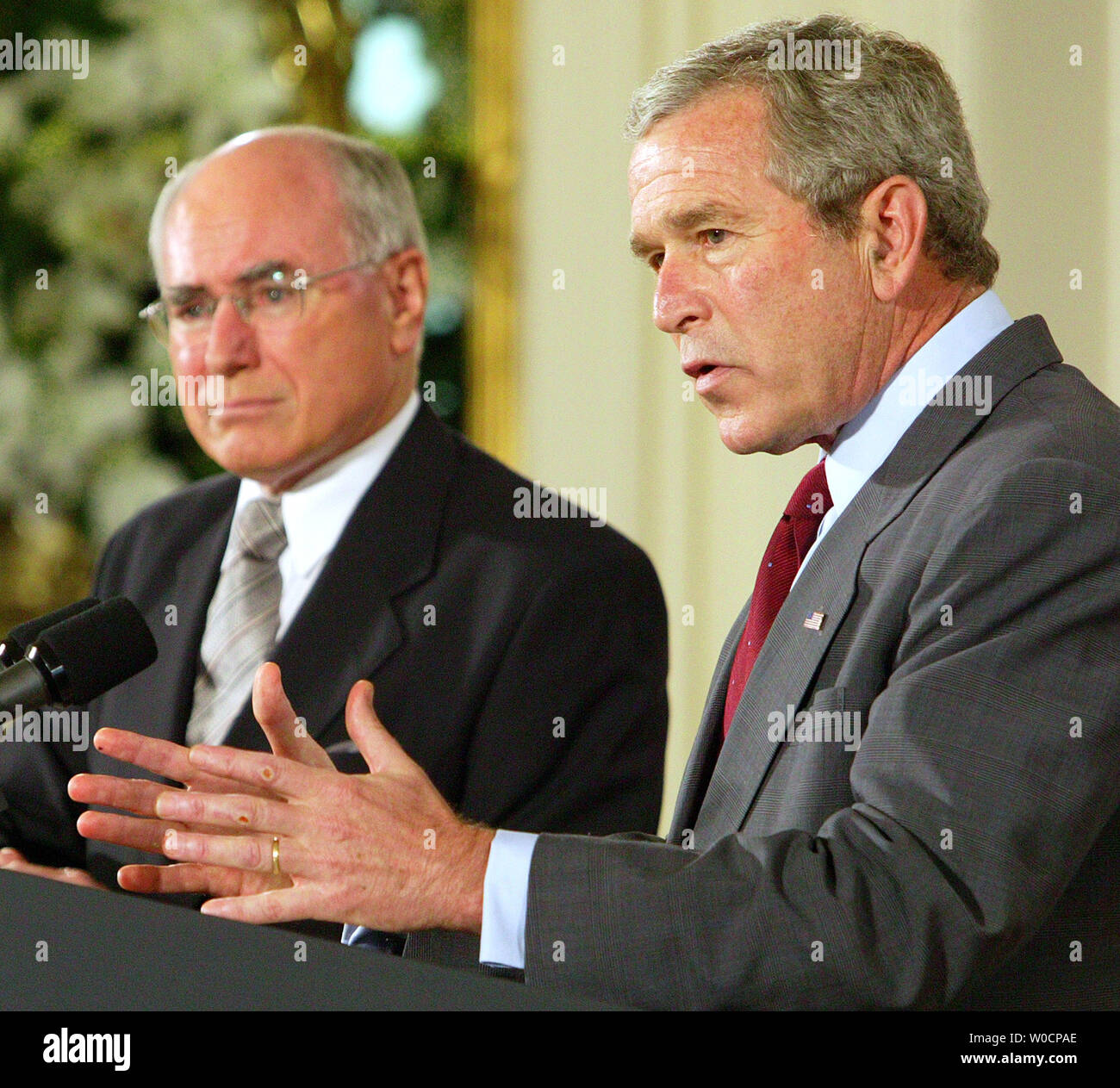 U.S. President George W. Bush and Australian Prime Minister John Howard ...