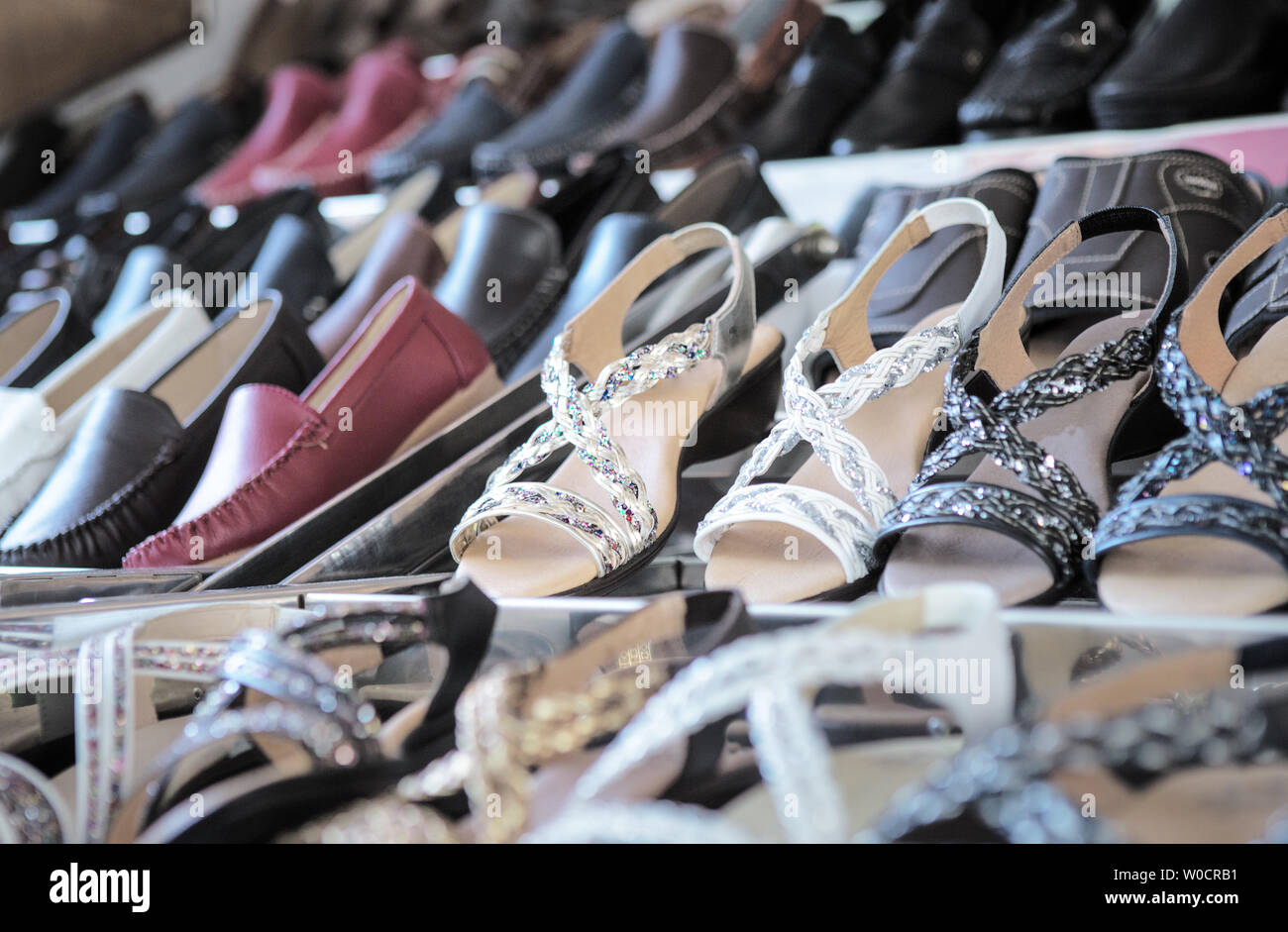 leather shoes for sale on a market stand Stock Photo - Alamy