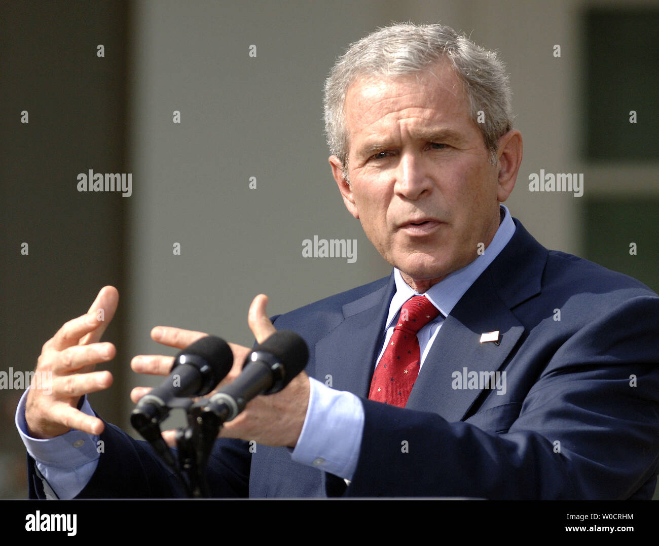 President George W. Bush speaks at a press conference in the Rose ...