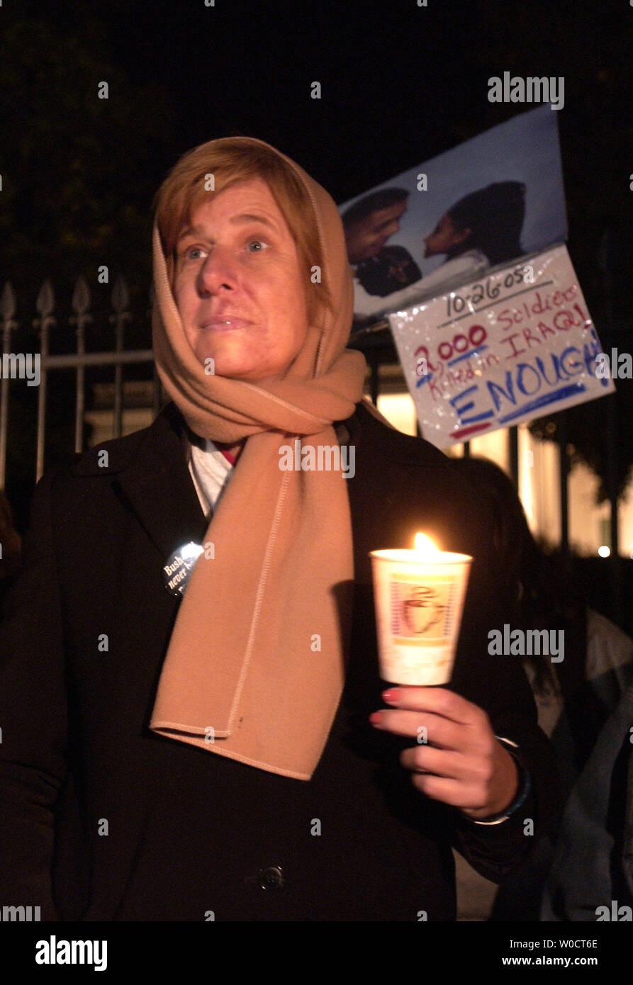Peace activist Cindy Sheehan participates in a candle light vigil to ...