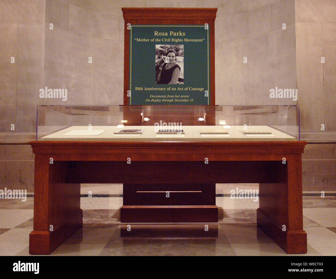 An exhibit highlighting the arrest of civil rights activist Rosa Parks ...