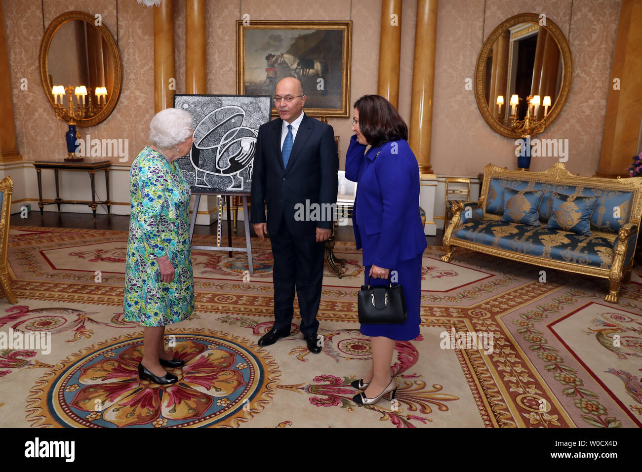 Queen Elizabeth II receives President of Iraq, Barham Salih and his ...