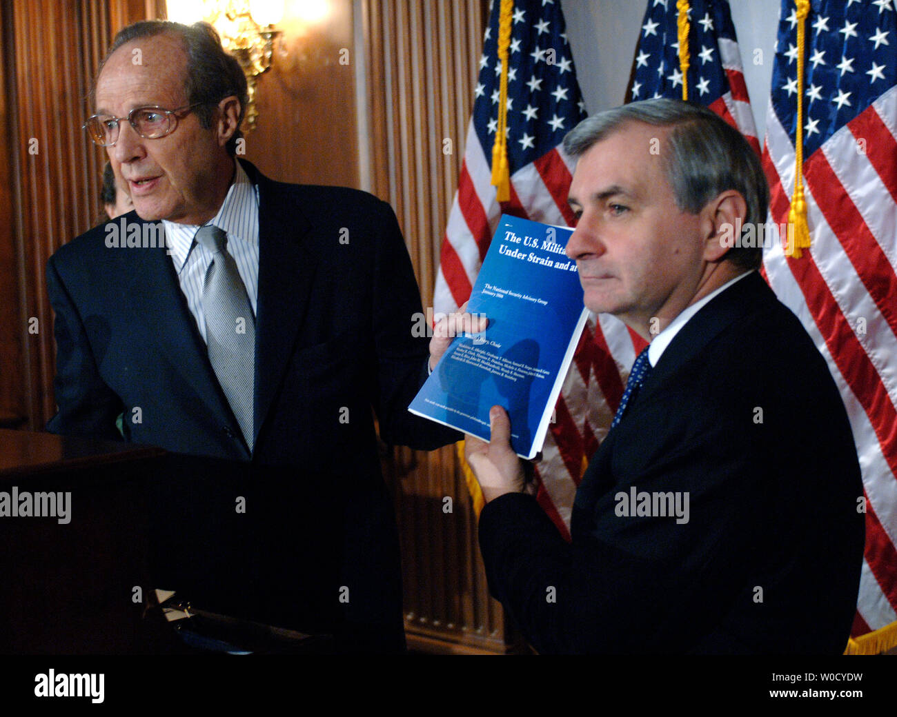 Former Defense Secretary William Perry gives Sen. Jack Reed (D-RI) a ...