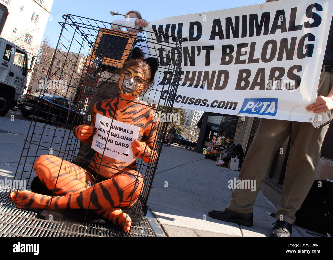 People for the Ethical Treatment of Animals (PETA) volunteer Amy ...