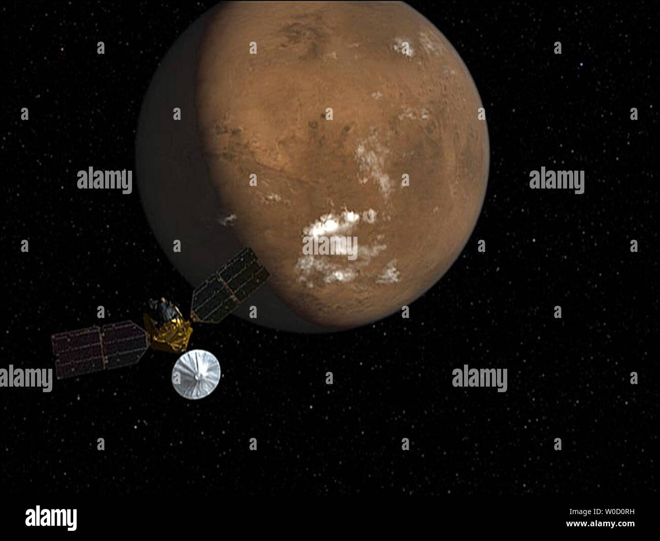 This NASA artist's conception shows the Mars Reconnaissance Orbiter in ...