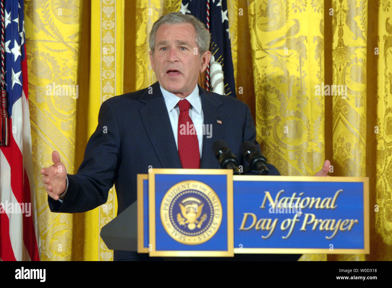 U.S. President George W. Bush speaks during a National Day of Prayer ...
