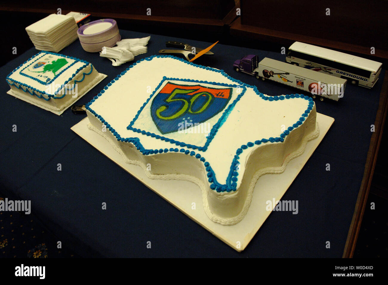 A birthday cake in honor of the fiftieth anniversary of the Eisenhower ...