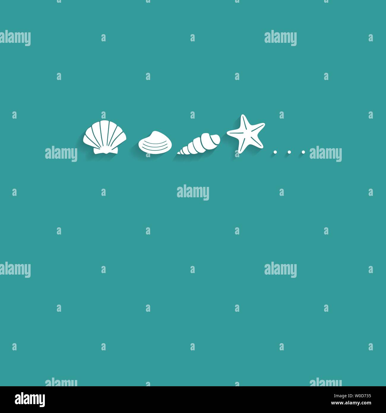 vector card template with seashell silhouettes in retro flat design ...