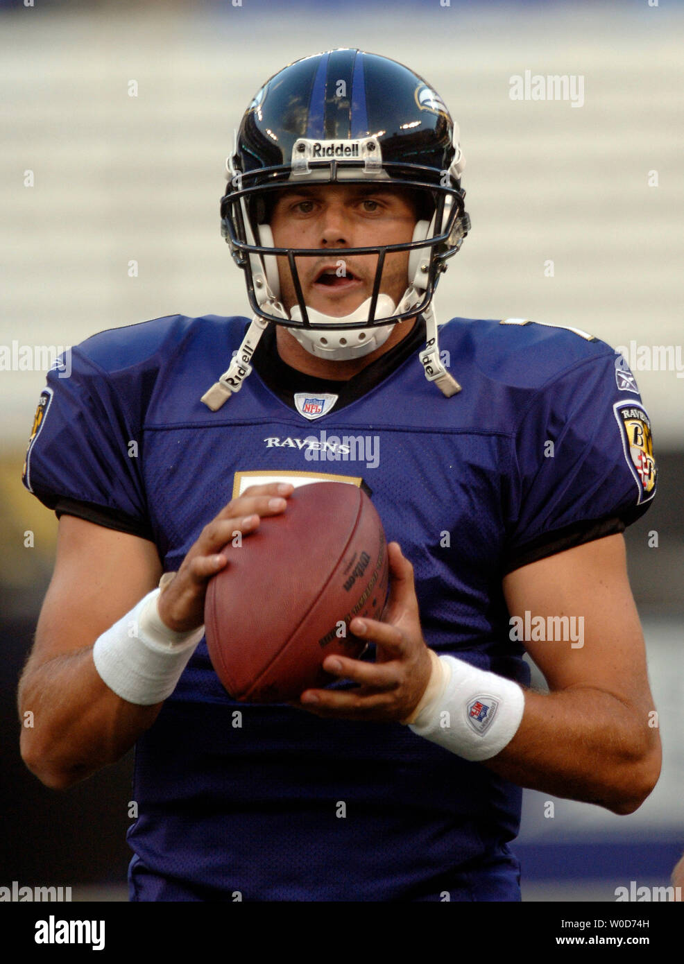 Baltimore Ravens quarterback Kyle Boller (7) warms up prior to the ...