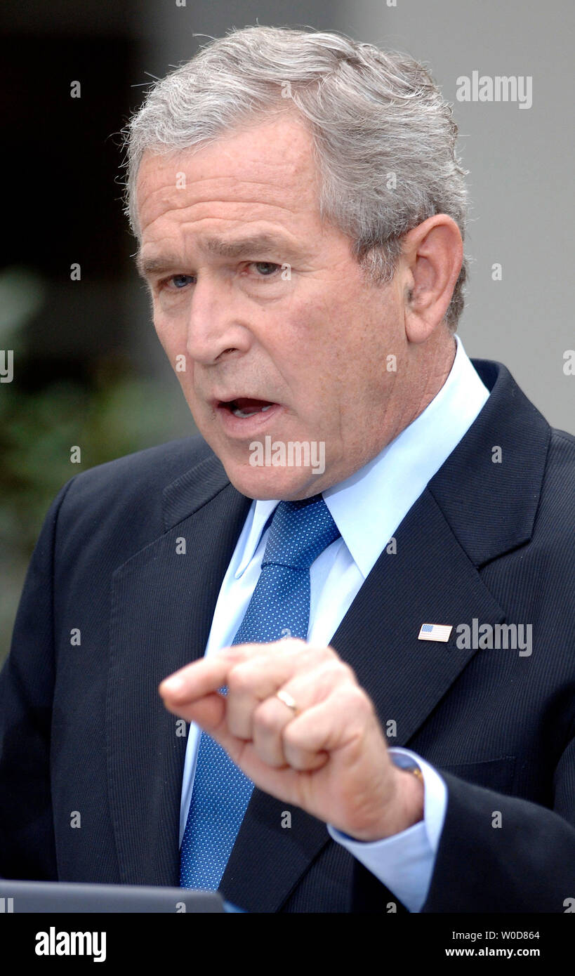 President George W. Bush speaks at a press conference in the Rose ...