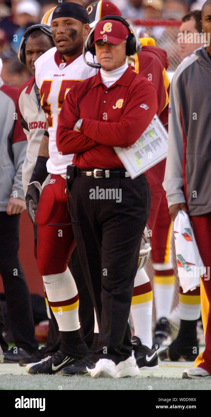 Washington Redskins' head coach Joe Gibbs watches as his team takes on ...