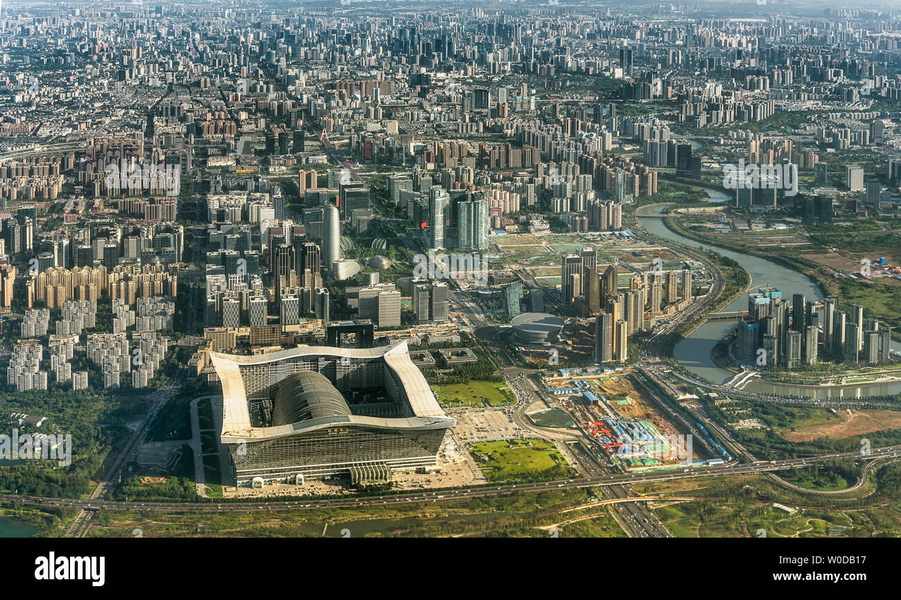 Bird's eye view of Chengdu South Business District Stock Photo - Alamy
