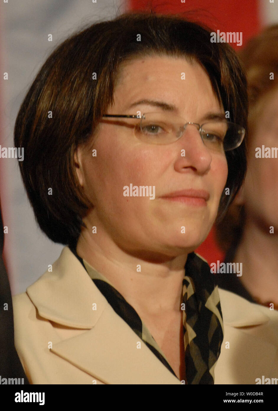 U.S. Senator Amy Klobuchar (D-MN) listens to other Democrat Senators ...