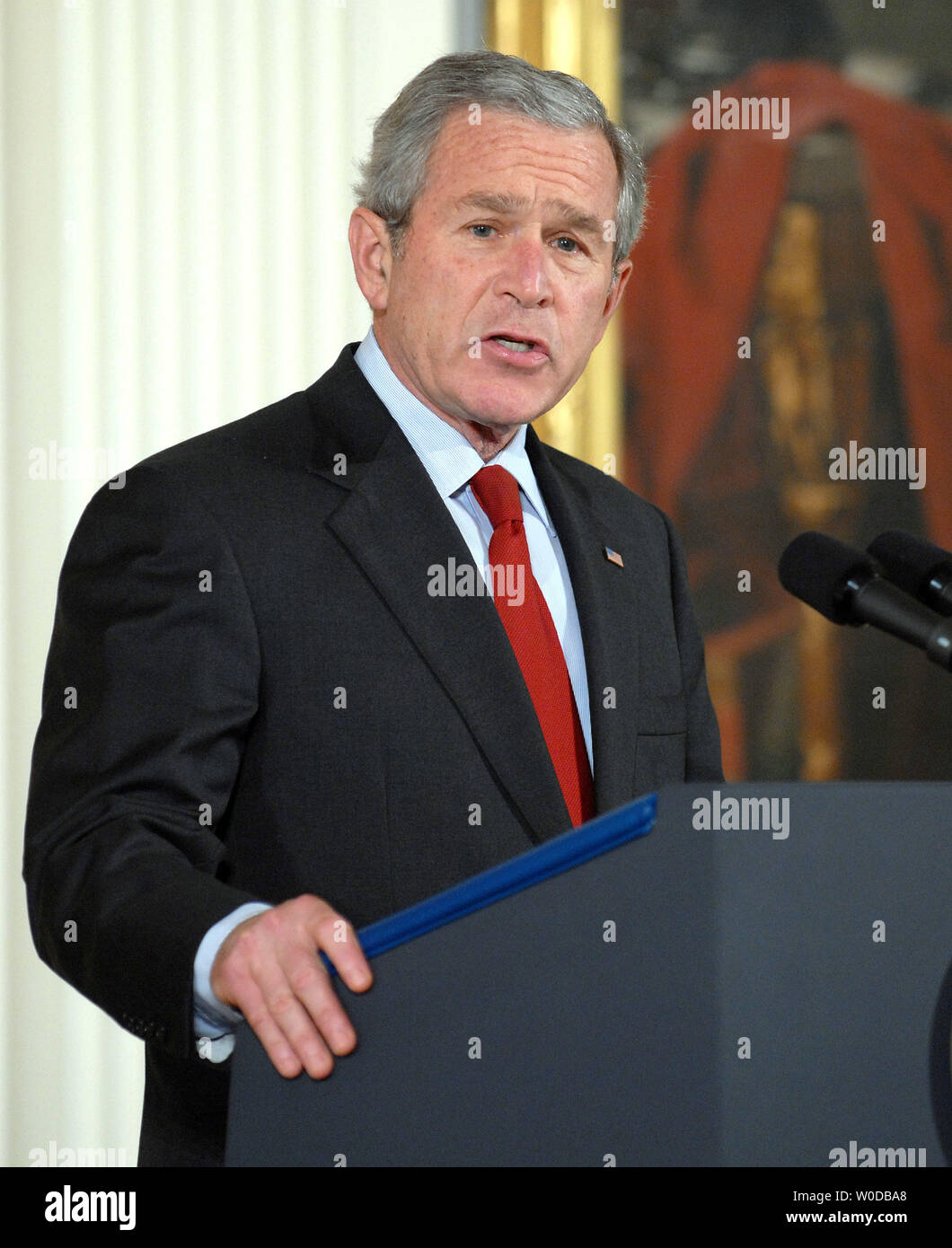 U.S. President George W. Bush speaks during a Medal of Honor ceremony ...