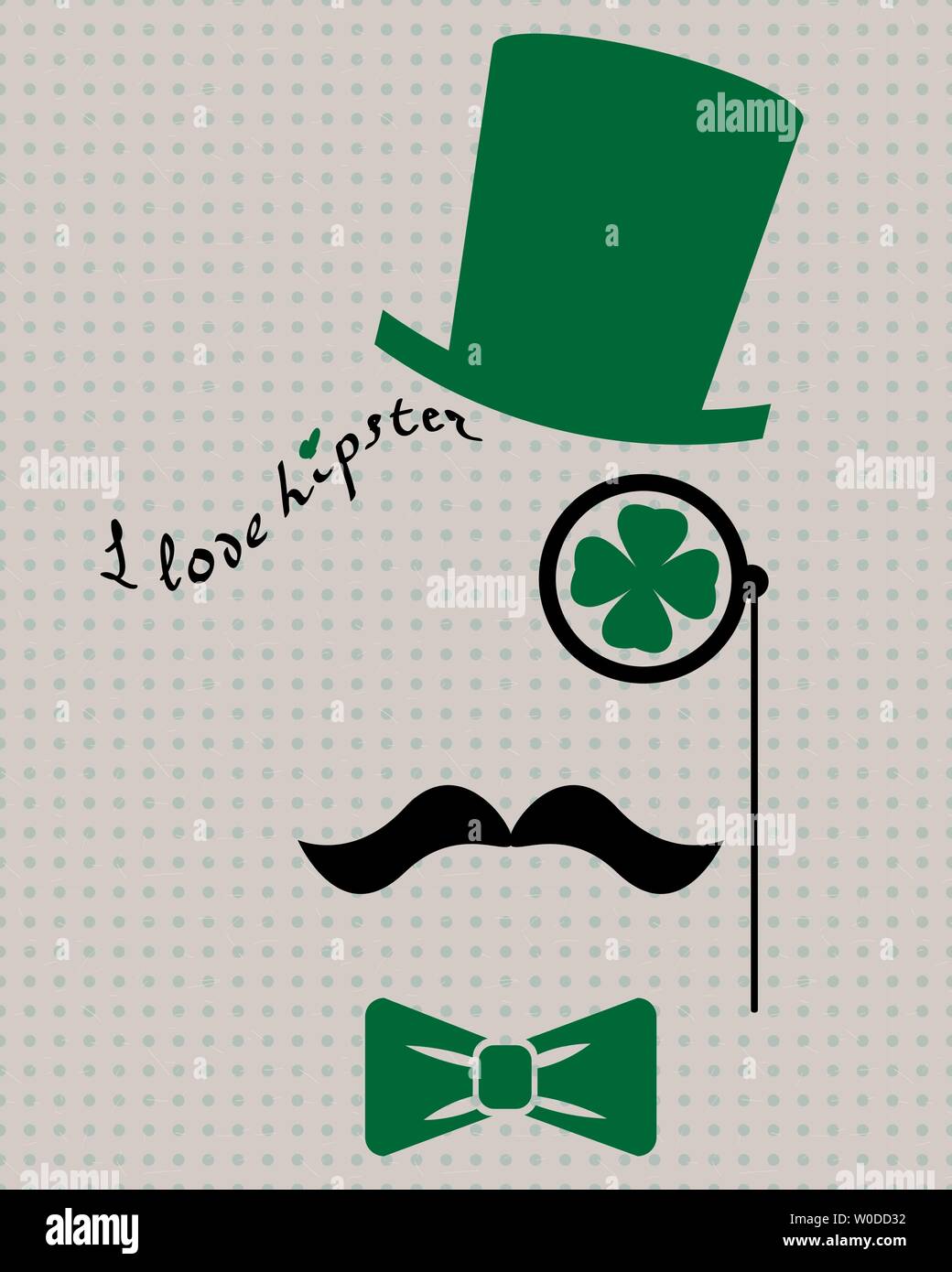 abstract vector leprechaun-hipster silhouette with cylinder, monocle ...