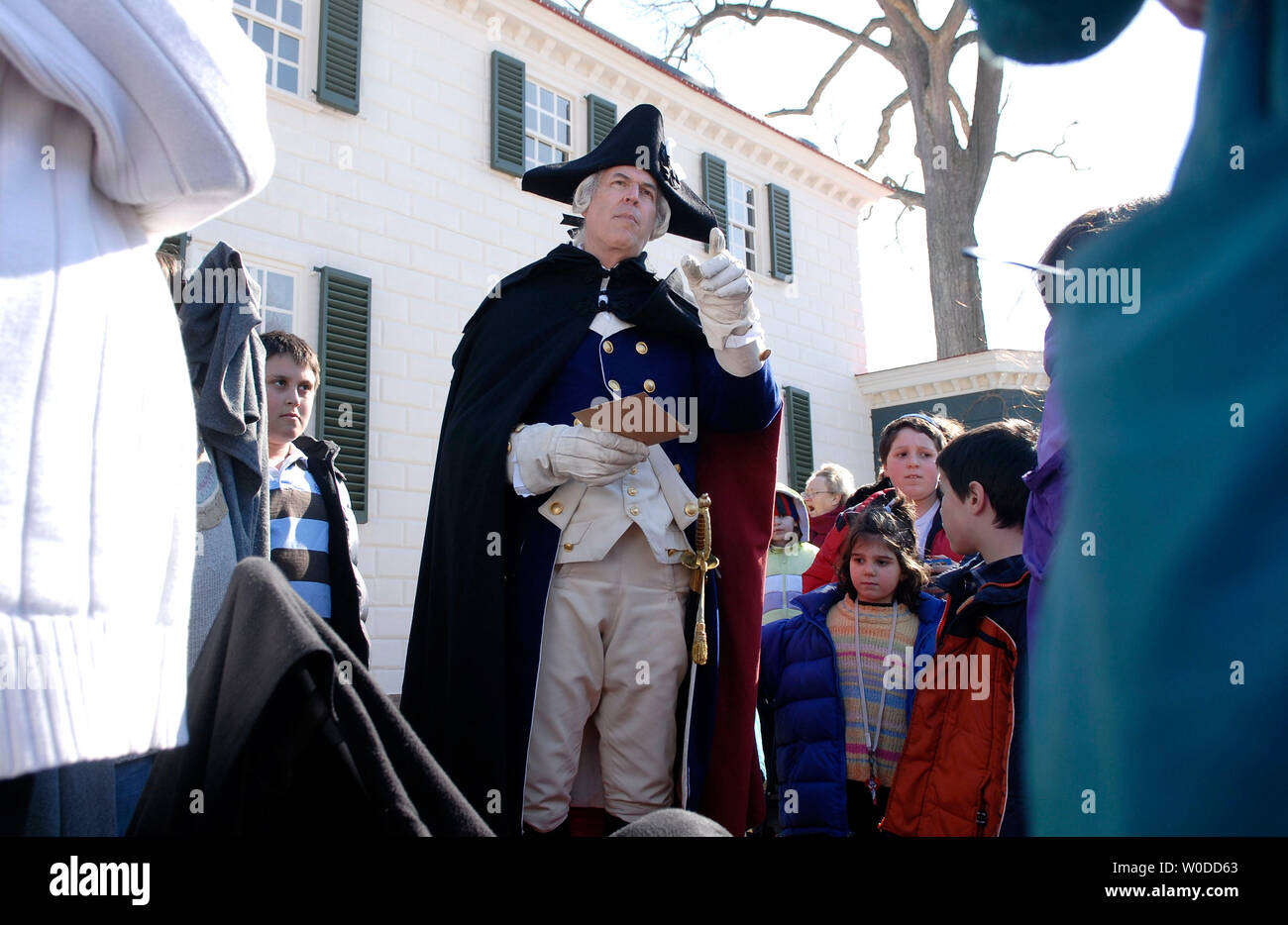 Dean Malissa, playing the role of President George Washington speaks ...